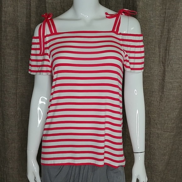 TAIFUN Collection | Tops | Taifun Ribbon Cold Shoulder Top Red White ...